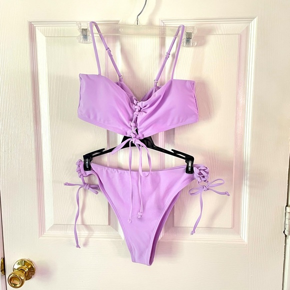 Swim | New Lavender Bikini 2 Piece Bathing Suit Medium High Cut Leg All ...